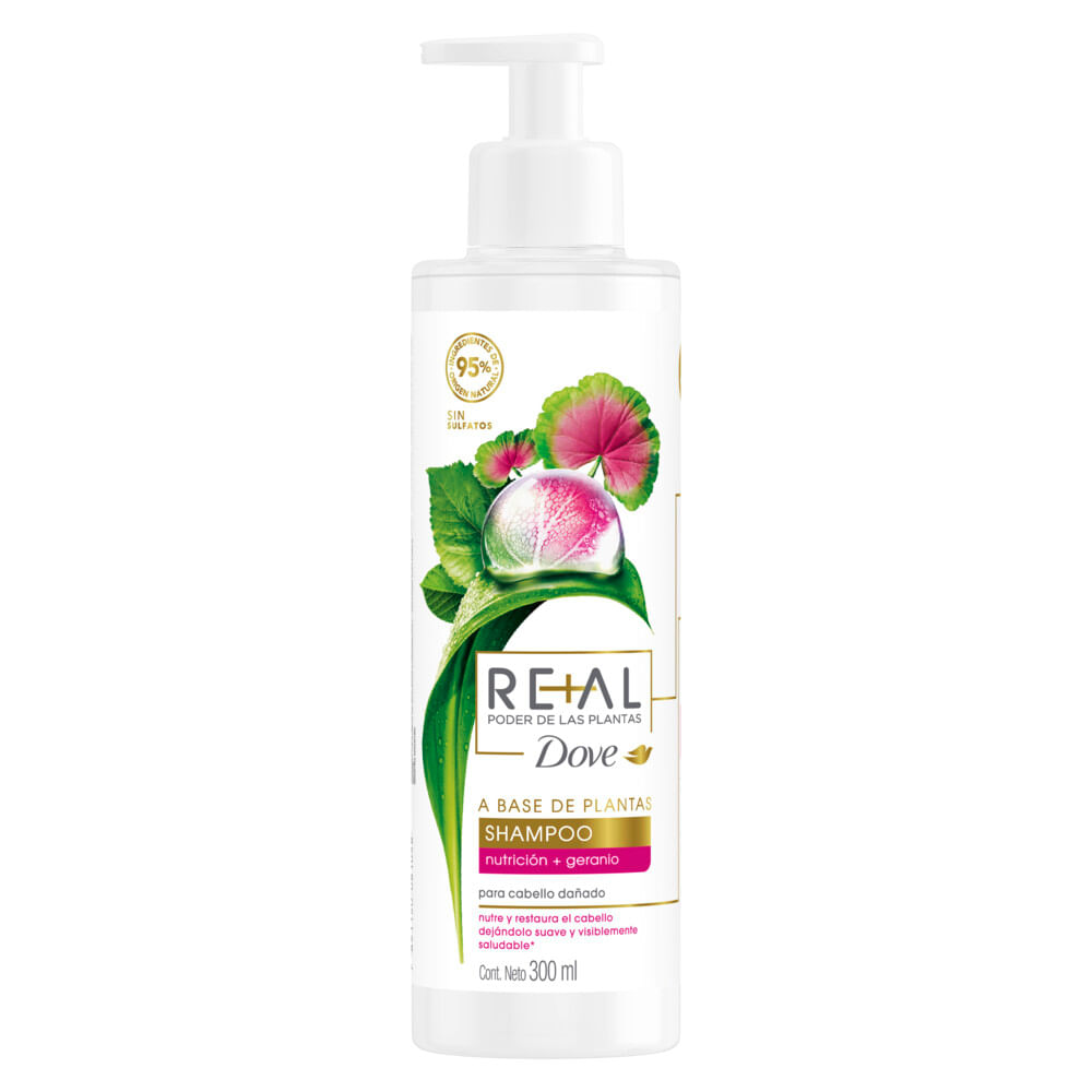 Shampoo DOVE REAL Poder de las Plantas NUTRICIÓN + GERANIO 300 ml ...